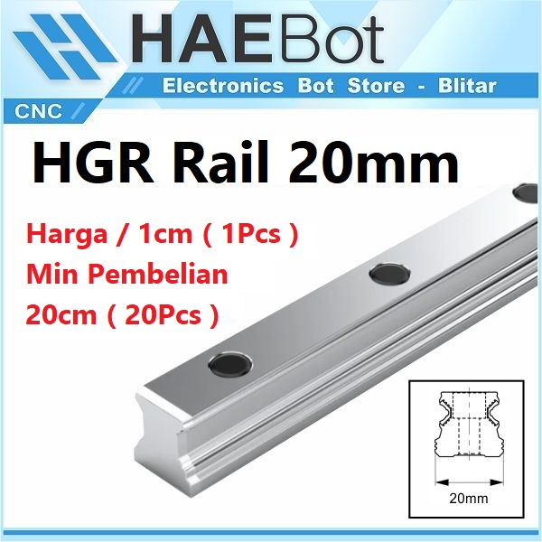 Jual [HAEBOT] Linear Guide Rail HGR20 HGR 20 20mm 1cm Rel CNC Laser CO2 ...