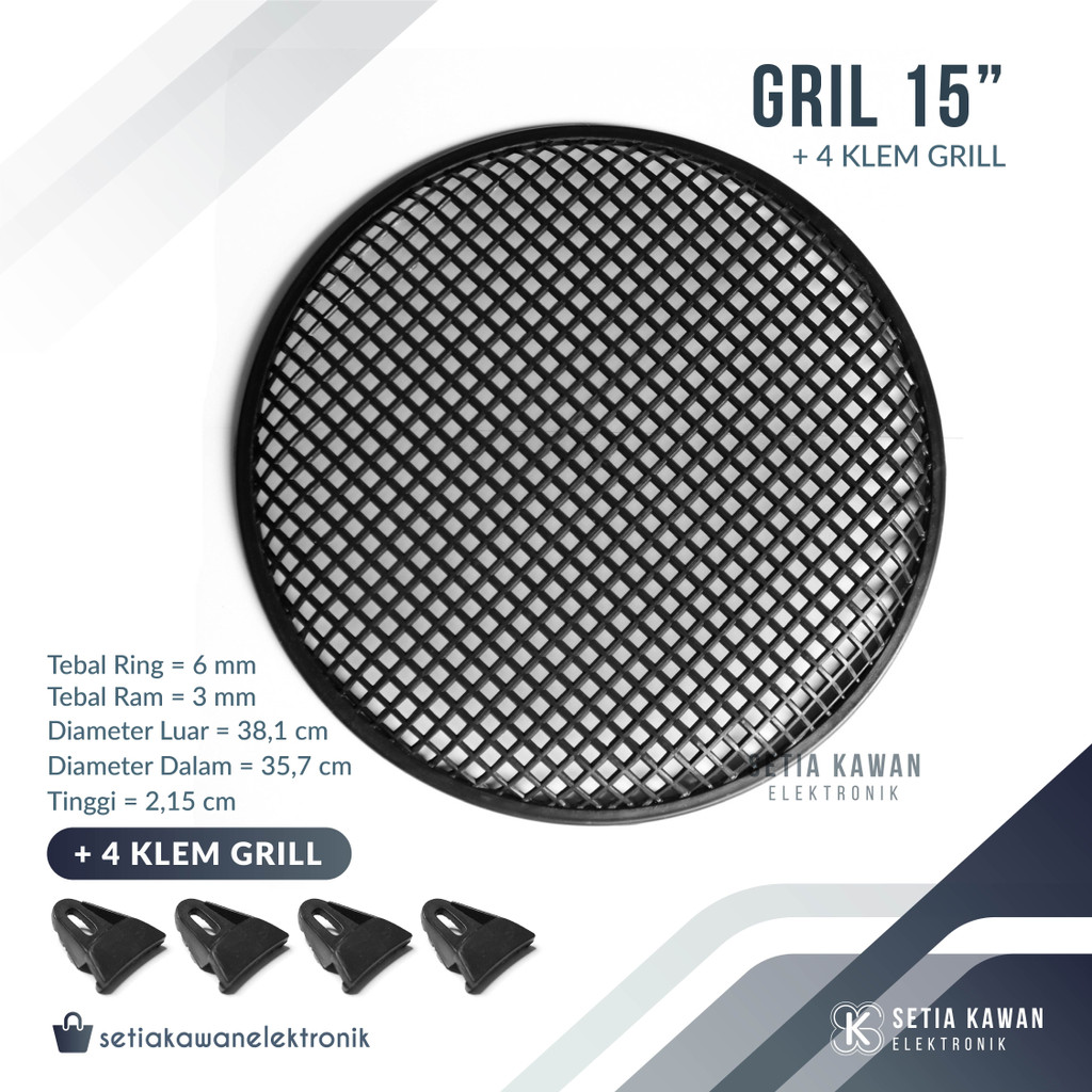 Jual Ram Grill Speaker 15" Plastik + 4 Klem Grill / Tutup Pelindung Box ...