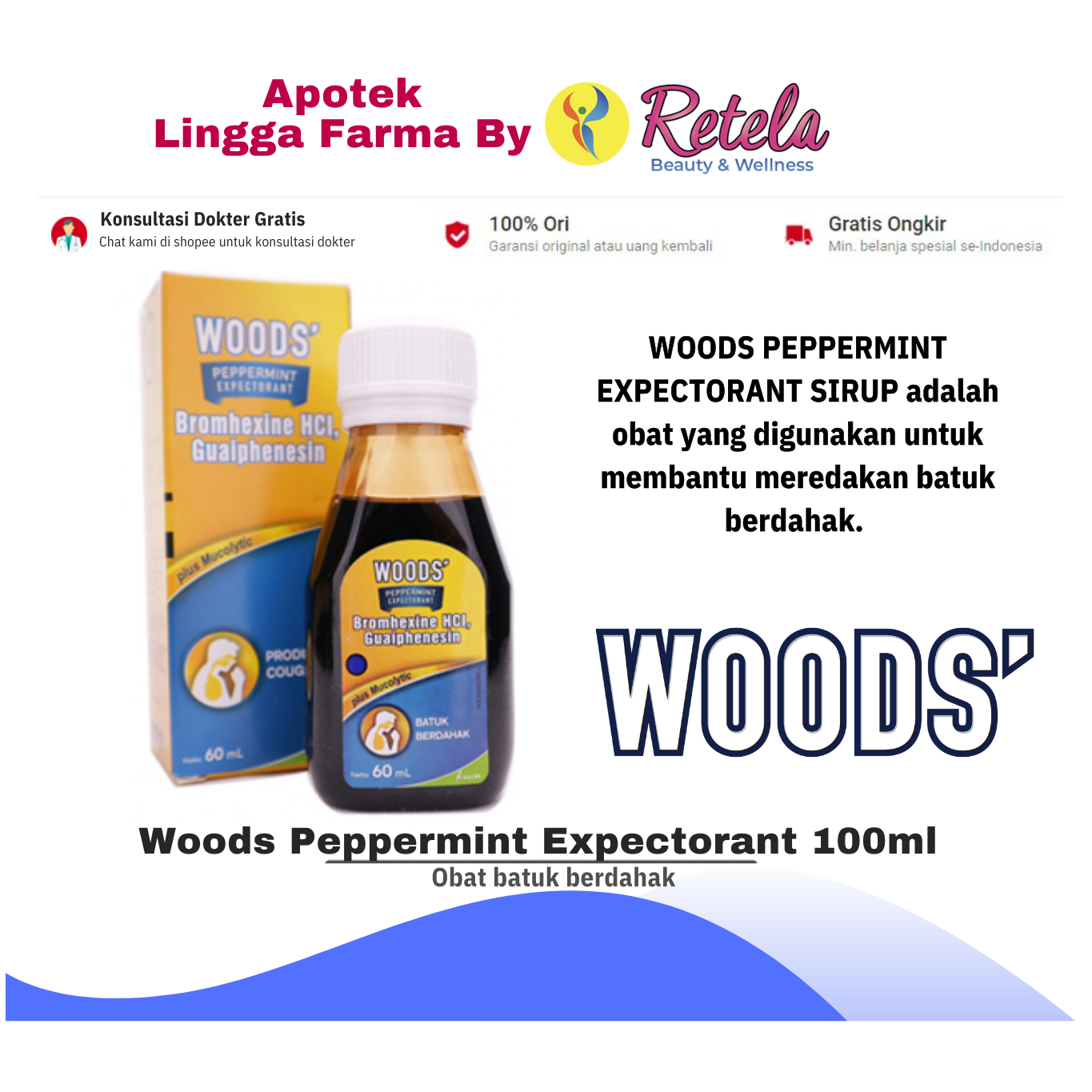 Jual WOODS PEPPERMINT EXPECTORANT 100ML/BATUK BERDAHAK | Shopee Indonesia
