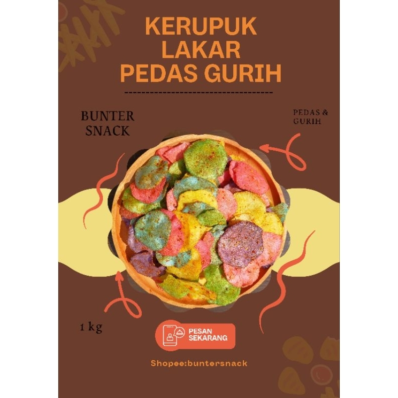 Jual KERUPUK LAKAR OVEN PEDAS GURIH / ORIGINAL 1KG | Shopee Indonesia