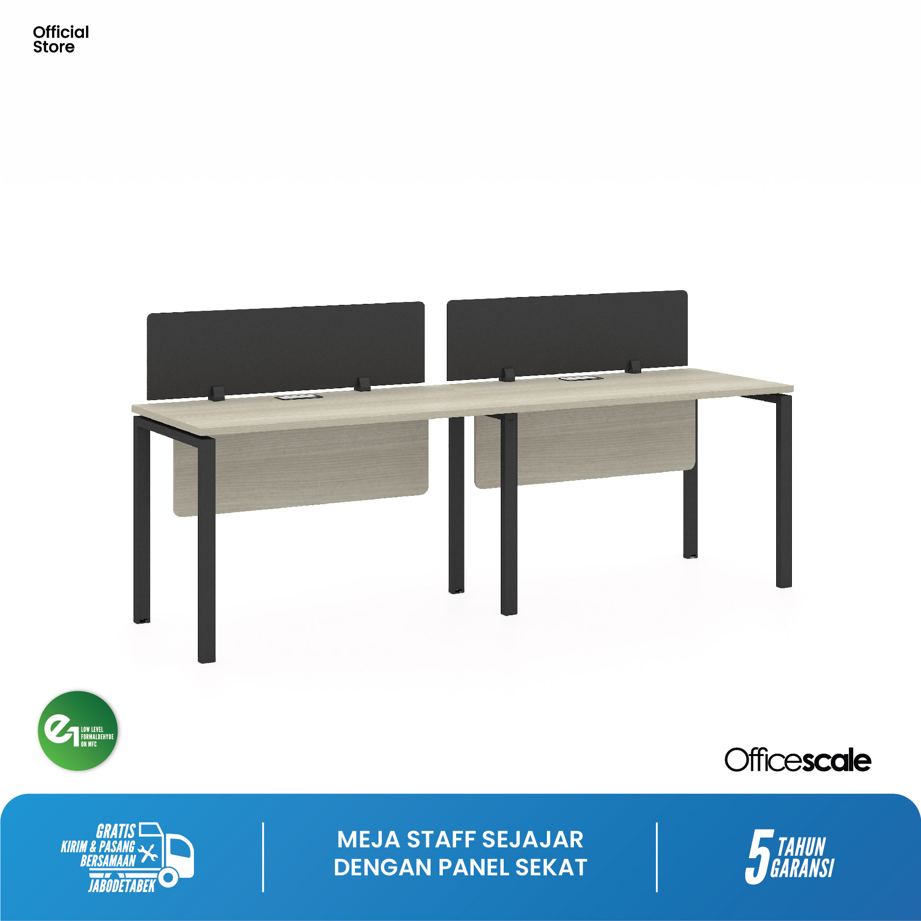 Jual Officescale Meja Kerja Kantor Penyambung Sejajar 2 Orang + Panel ...