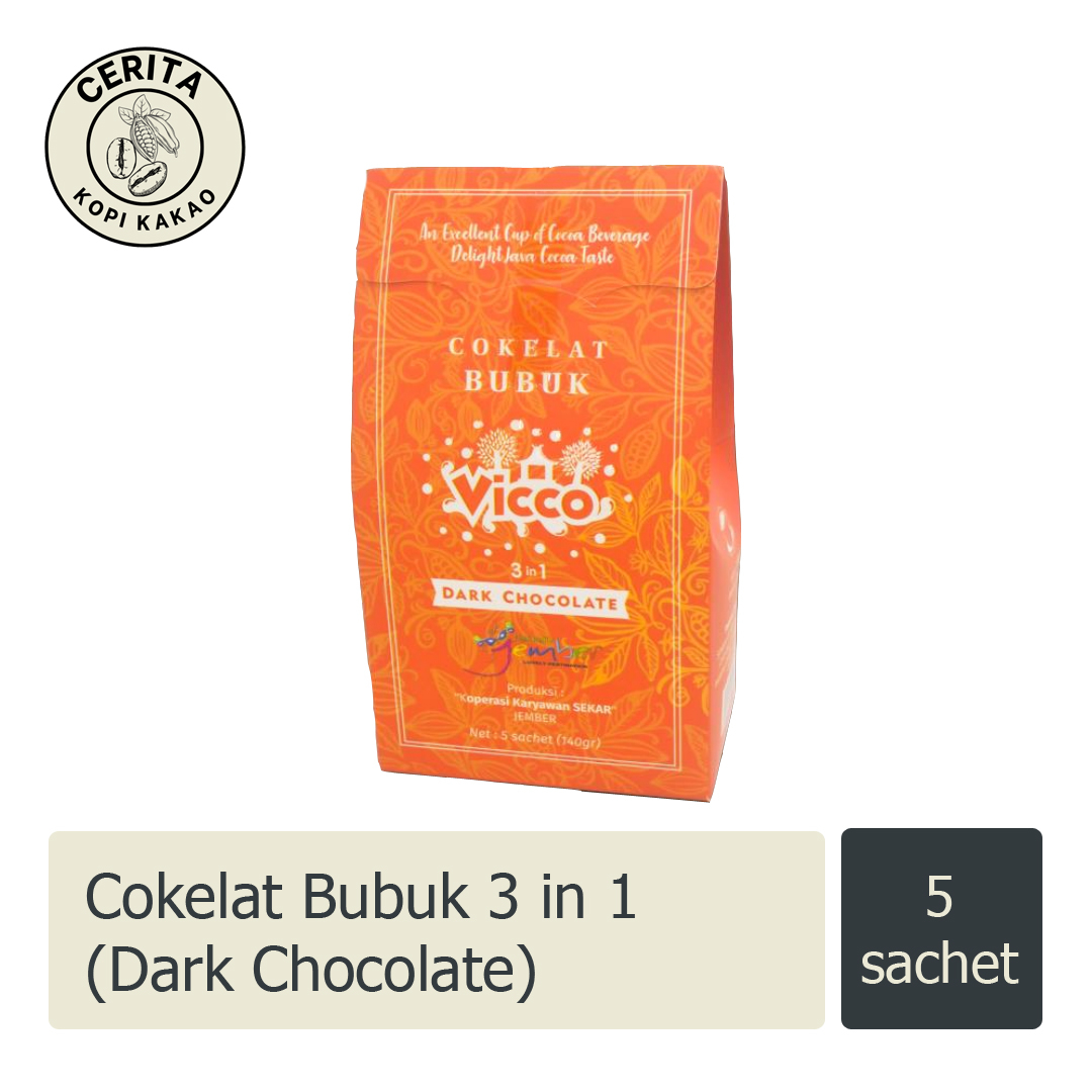 Jual Vicco Java - Minuman Cokelat Bubuk Dark / Milk Chocolate 3 in 1 (5 ...