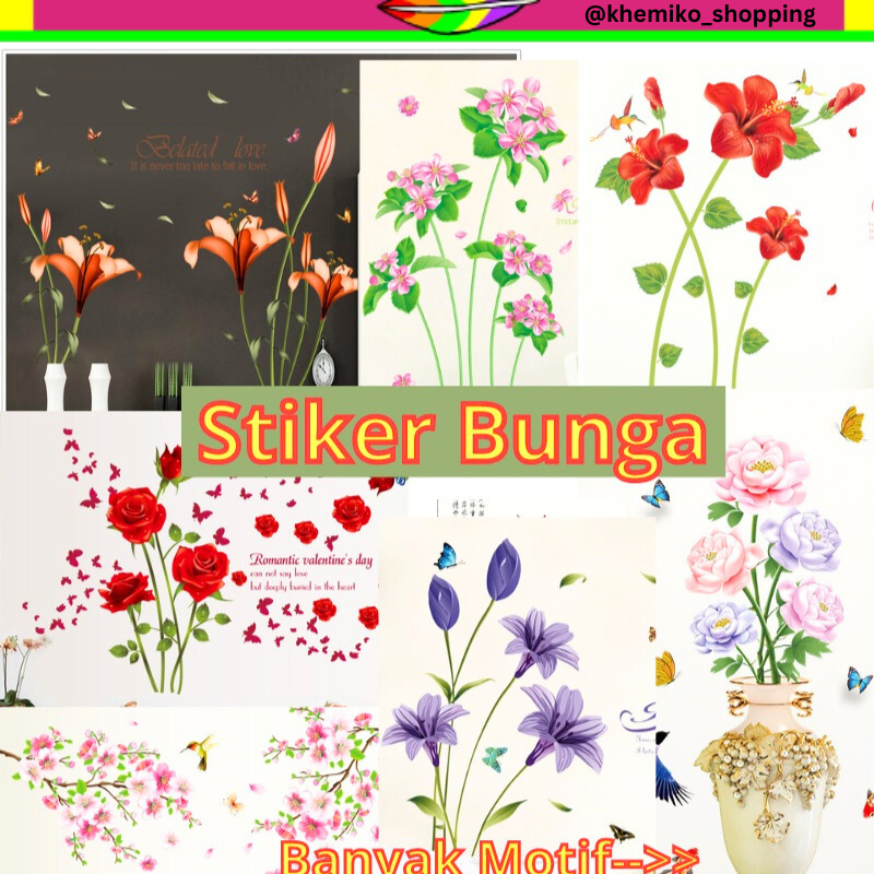 Jual WALL STICKER STIKER SETIKER SETICKER DINDING BUNGA WALLSTICKER ...