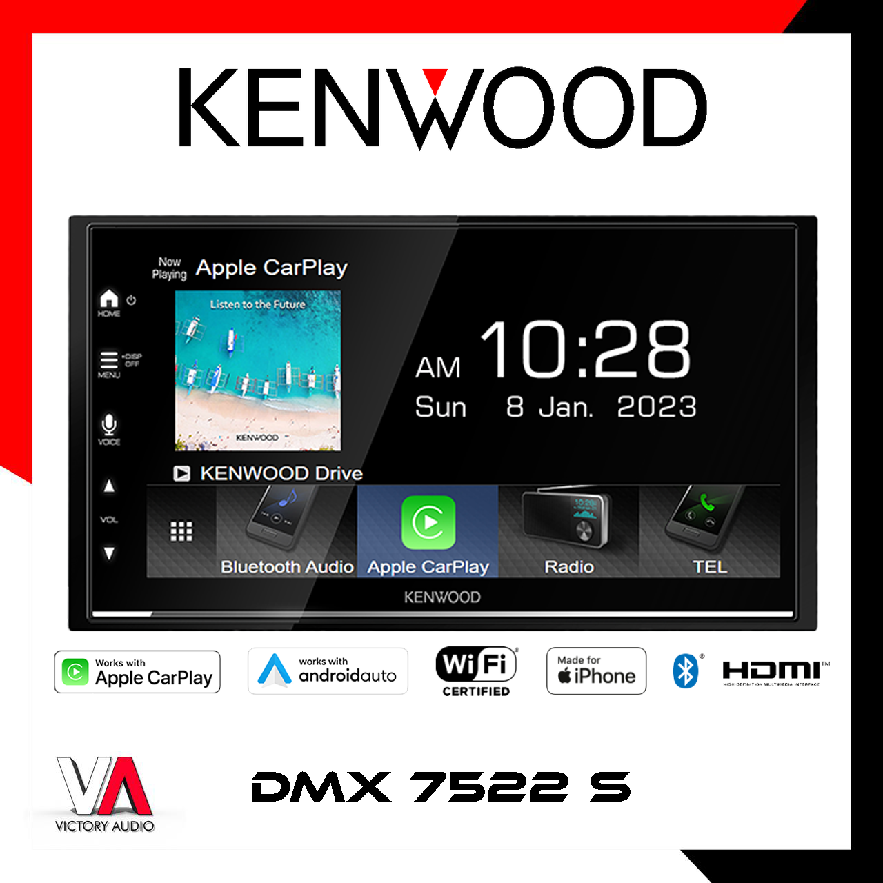 Jual Head Unit Double Din KENWOOD DMX7522S DMX 7522 S Layar 6.8 Inch Wireless Apple Carplay ...