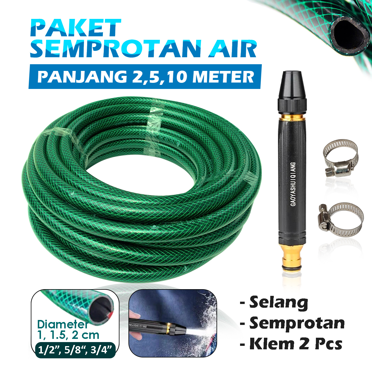 Jual Selang Semprotan Air 1 Set Siap Pakai - Paket Semprotan Air Selang ...