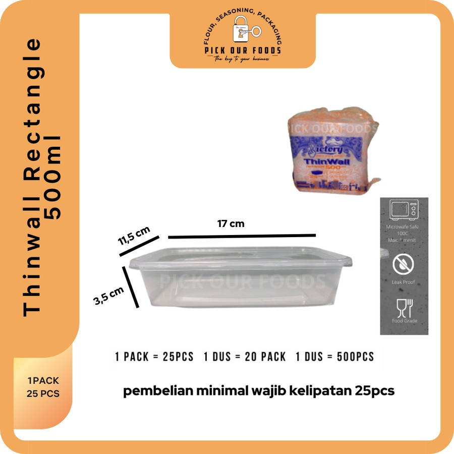 Jual Thinwall Rectangle 500ml 650ml 750ml 1000ml Food