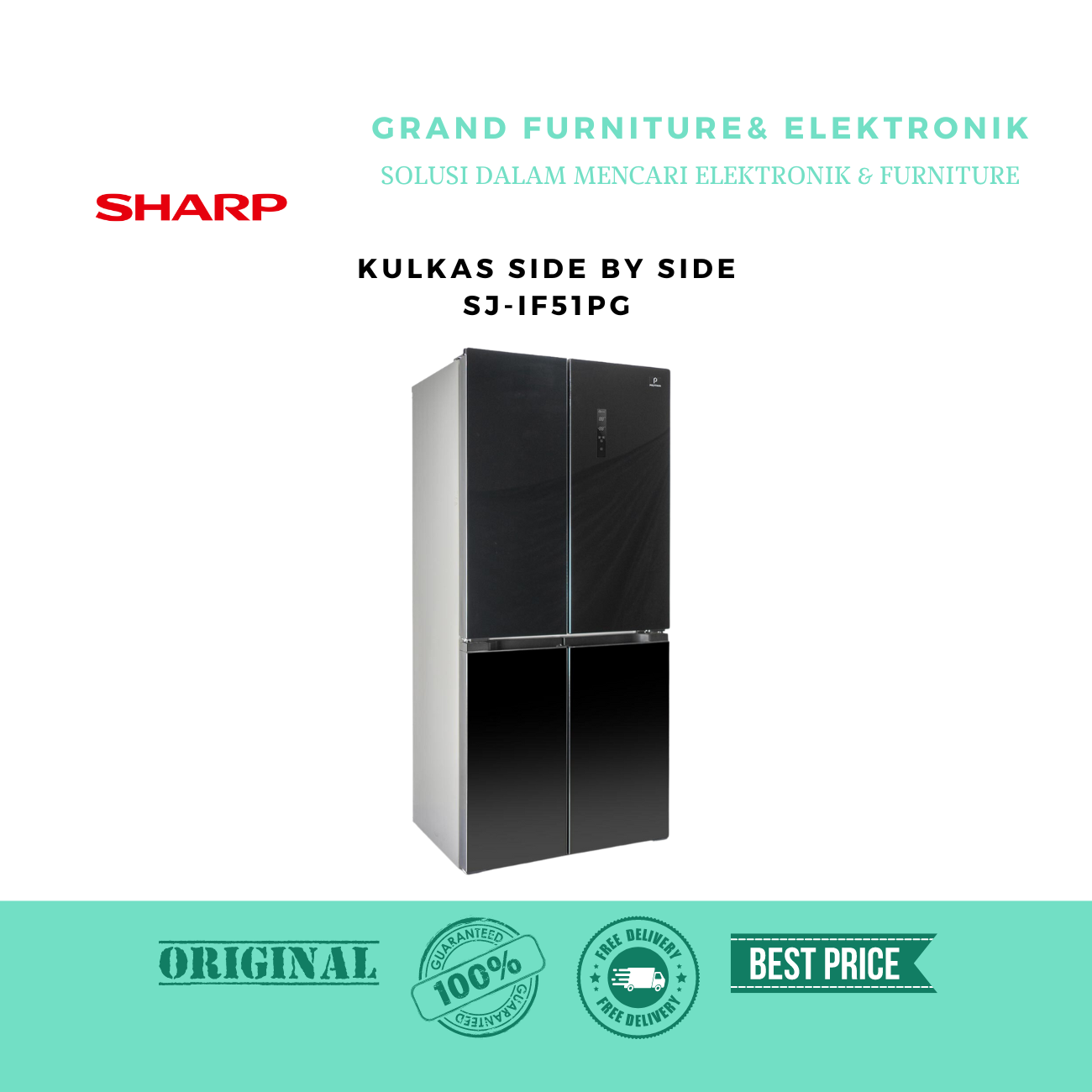 Jual KULKAS SHARP SIDE BY SIDE | SJ-IF51PG | FREE ONGKIR SERANG KOTA ...