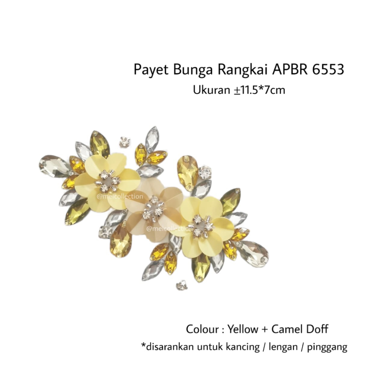 Jual Payet rangkai bunga 3D payet leher payet pinggang APBR 6553 Yellow ...