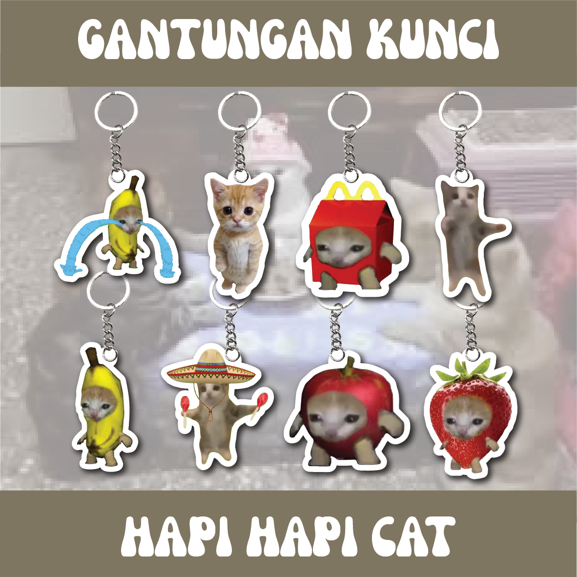 Jual GANTUNGAN KUNCI HAPI HAPI CAT | AKRILIK 3MM | CAT | KUCING | GANCI ...