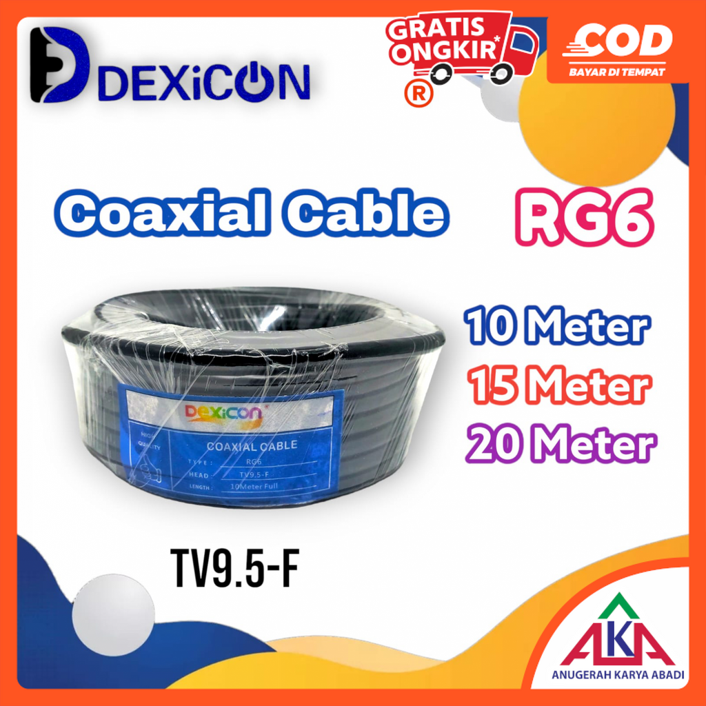 Jual DEXICON Kabel Antena TV Antenna RG6 Coaxial Cable 10 / 15 / 20 Meter Full | Shopee Indonesia