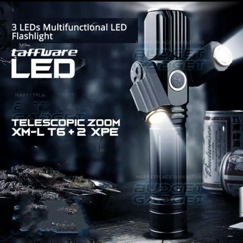 Jual TaffLED Senter LED Telescopic Zoom Cree T6 + 2 x XPE 1500 Lumen KS ...