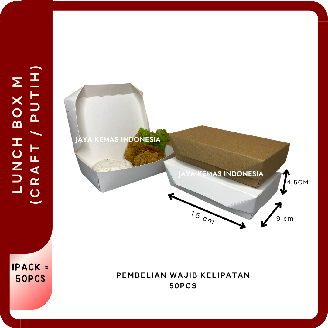Jual Paper lunch Box / Paper Lunch Box Kraft M / Lunch Box Kraft L ISI 50 PCS | Shopee Indonesia