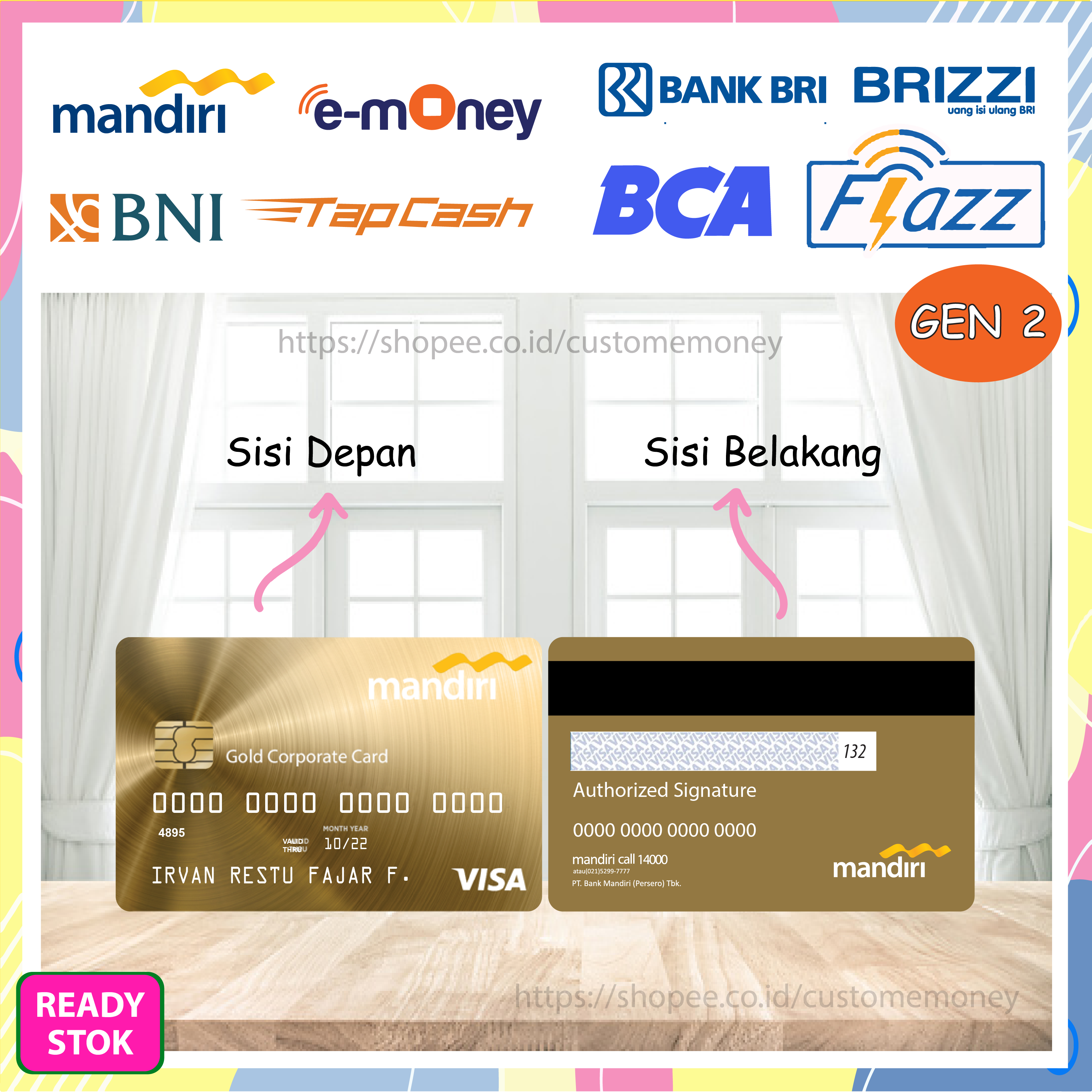 Jual KARTU EMONEY DESIGN KARTU MANDIRI VISA GOLD ETOLL E-MONEY MANDIRI ...