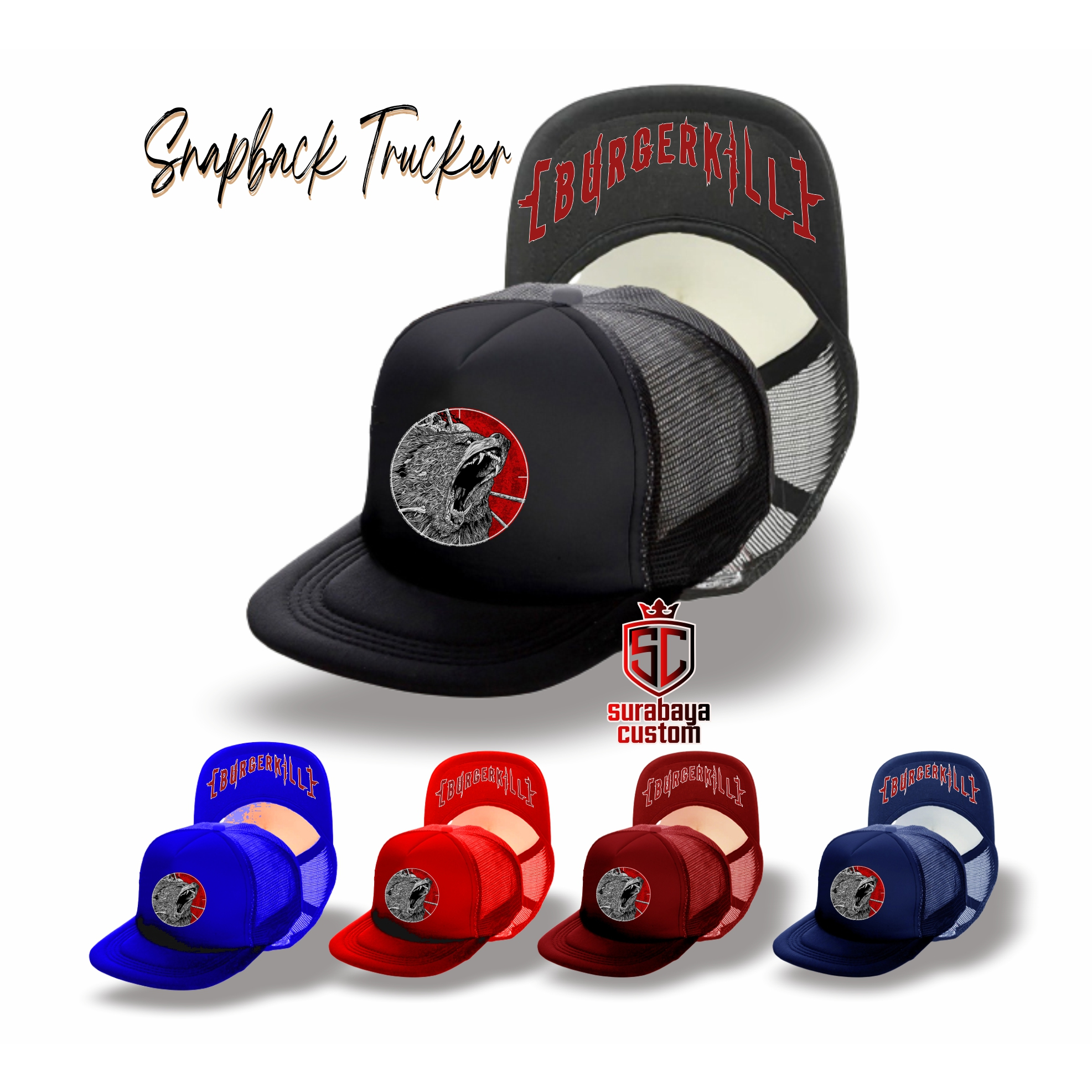 Jual snapback truker hat burger kill premium | Shopee Indonesia