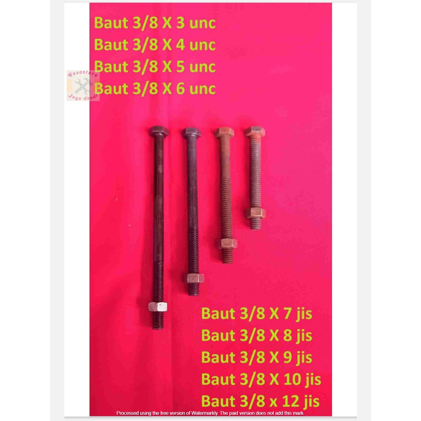 Jual BAUT MUR HEXAGONAL 3/8 INCH / BAUT BANGUNAN | Shopee Indonesia