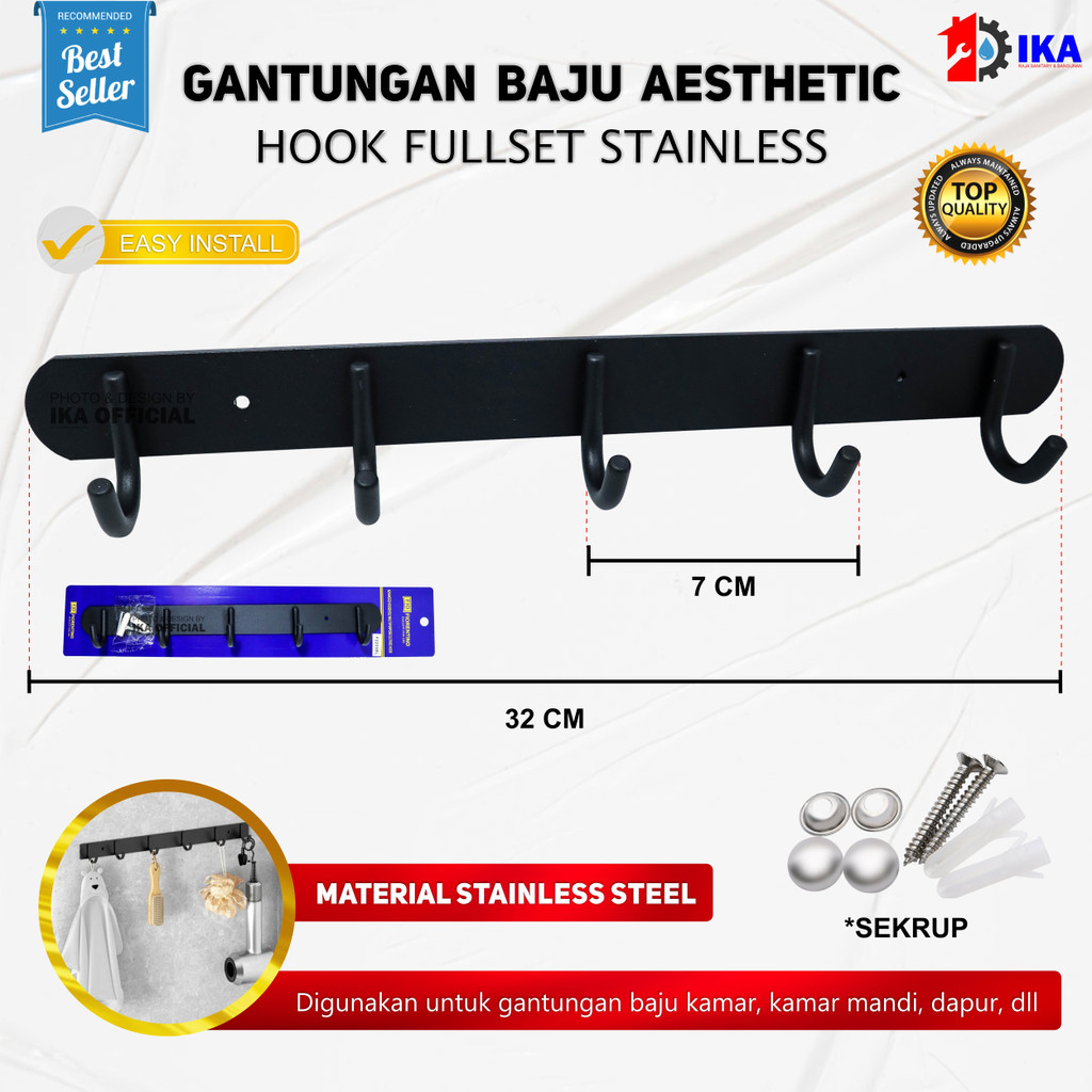 Jual Gantungan Baju SOLIGEN Hanger 5 Kait Plastik PVC Kapstok Dinding Tembok Cantolan ...