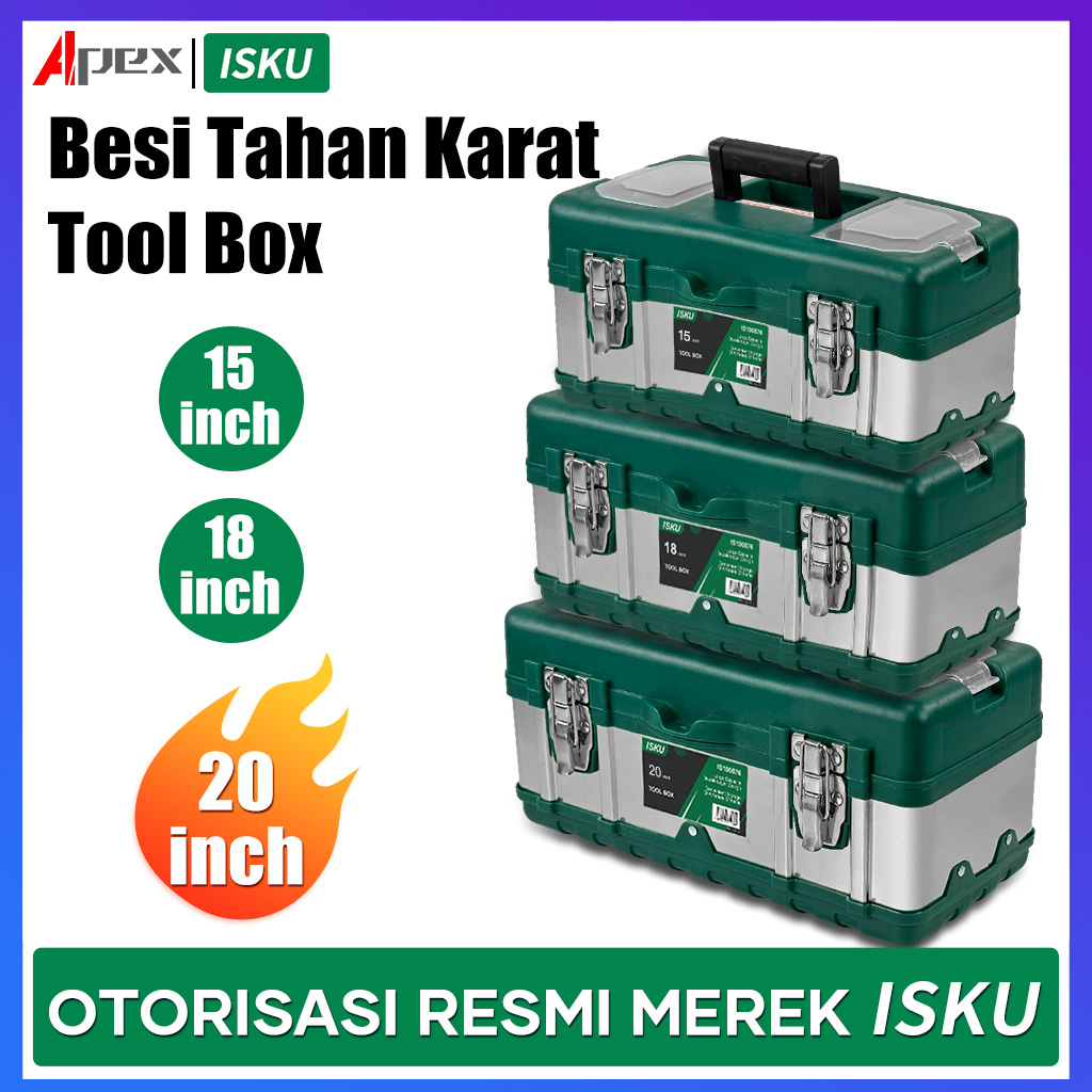 Jual ISKU Tool box Besar stainlees 15 18 20 inch tahan lama toolbox ...