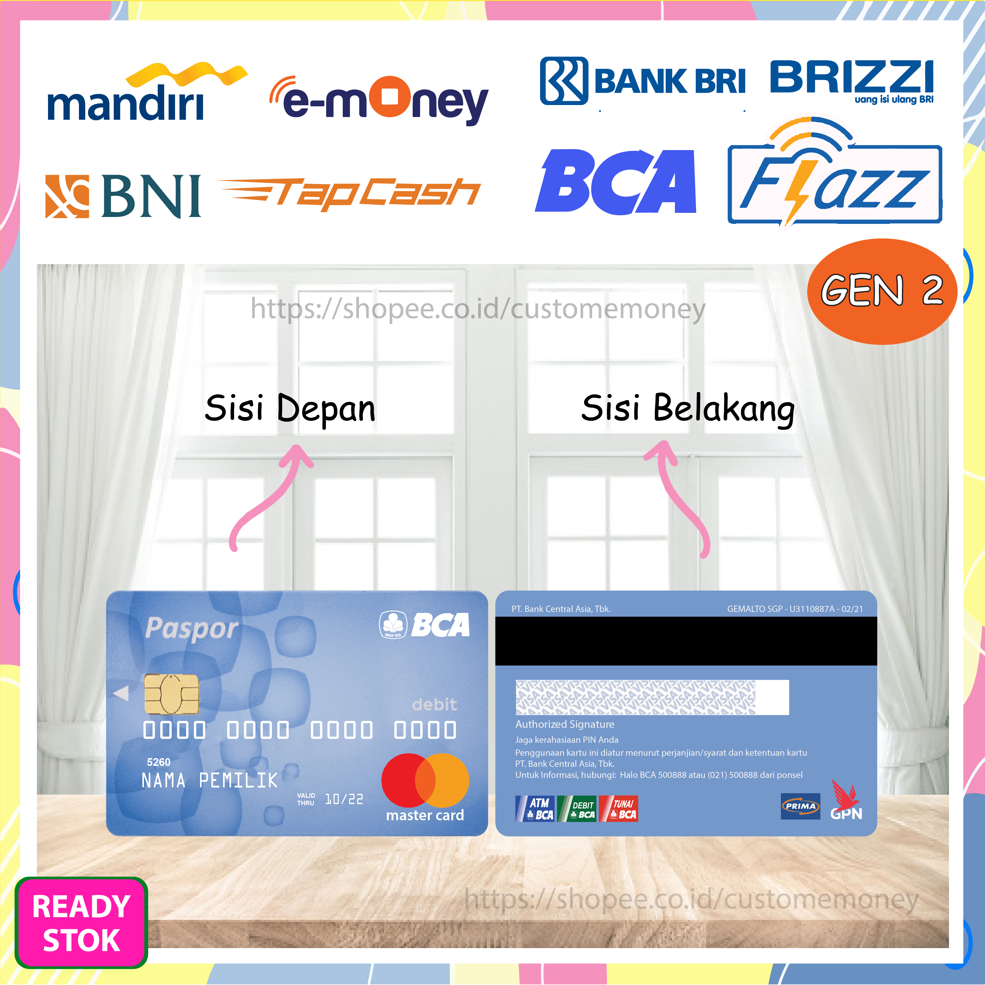 Jual KARTU EMONEY DESIGN KARTU BCA PASPOR DEBIT ETOLL E-MONEY MANDIRI ...