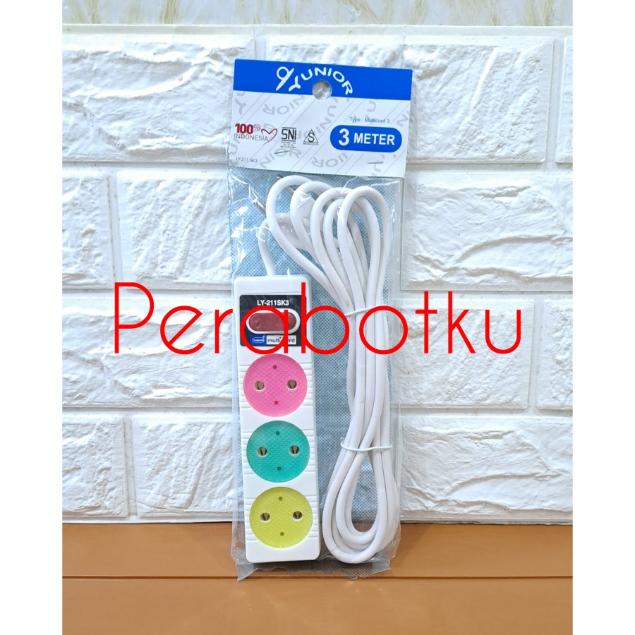 Jual Stop Kontak 3 Lubang Kabel Panjang 3 Meter LY-211SK3 / Colokan Pararel | Shopee Indonesia