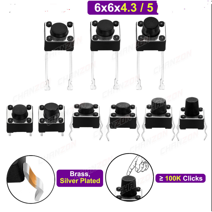 Jual Tombol Micro SMD Tactile Switch Push Button Momentary 2P 2 PIN 4P 4 PIN 6x6x4.3 6x6x4.5 ...