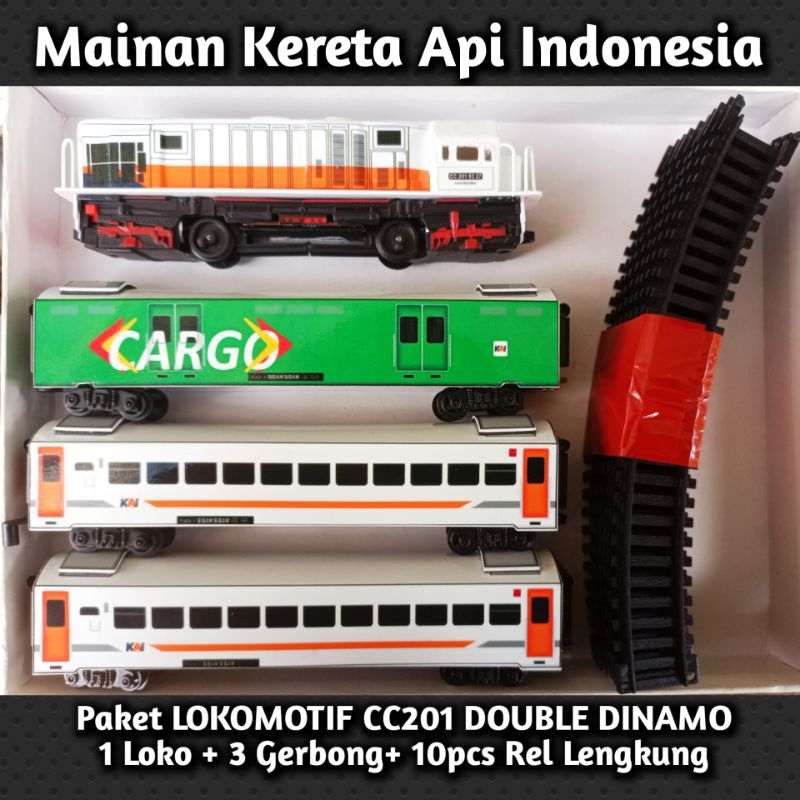 Jual Mainan Kereta Api Indonesia PAKET Lengkap LOKOMOTIF CC201 Double Dinamo | Shopee Indonesia