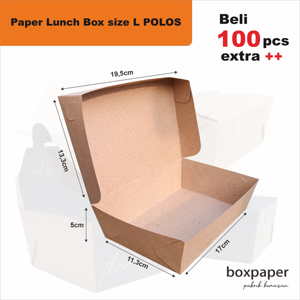 Jual Paper Lunch Box size ( L ) Kraft Laminasi Kotak Dus Makan Ayam ...