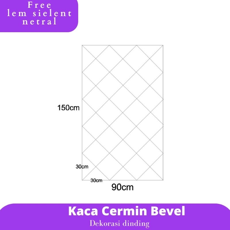 Jual Kaca cermin bevel tebal 5mm ukuran 90×150cm | Shopee Indonesia