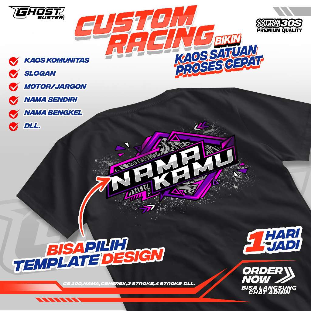 Jual KAOS CUSTOM RACING TAMBAH NAMA KAMU - Baju Distro Motor Herex ...