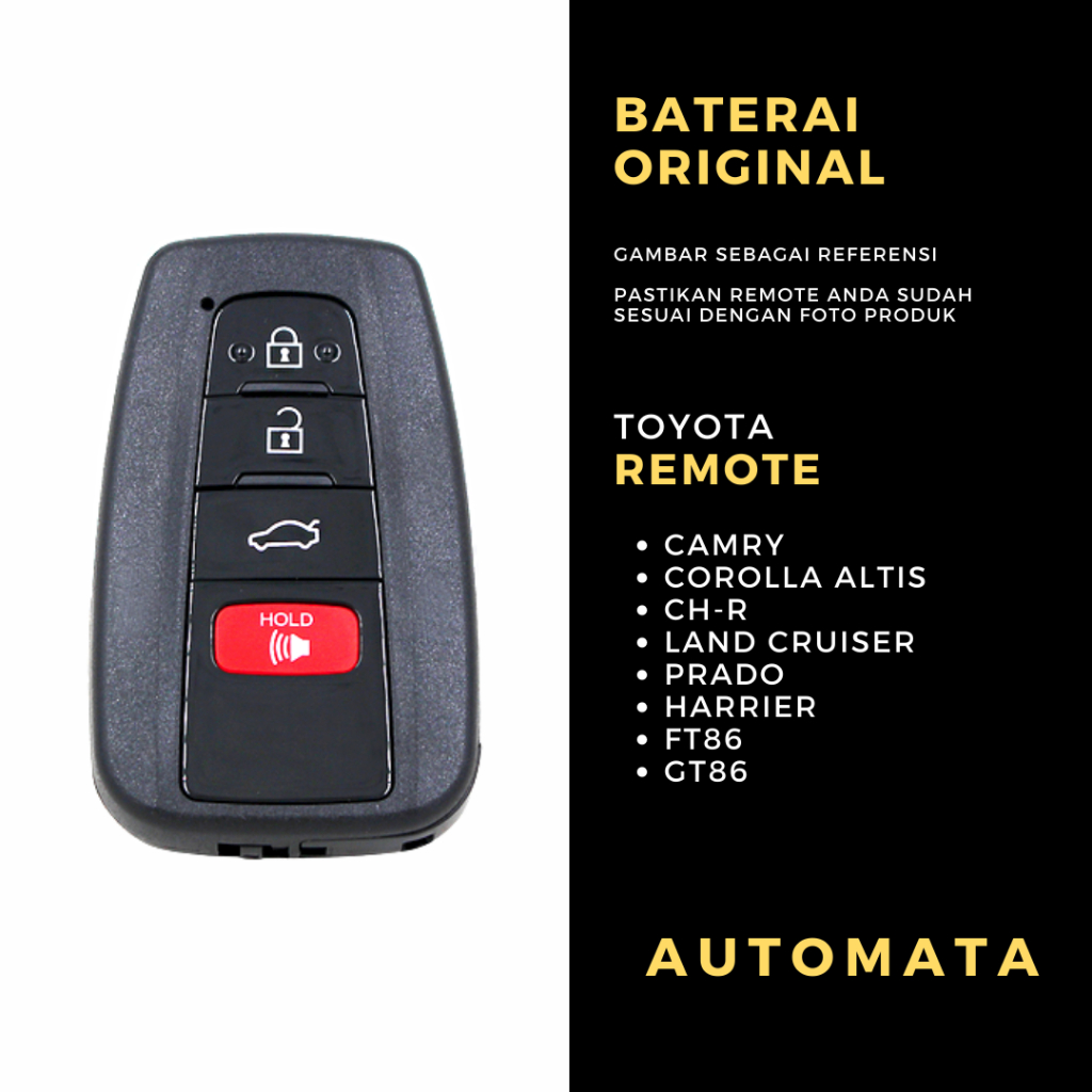 Jual baterai remote kunci keyless smartkey mobil toyota chr camry ...