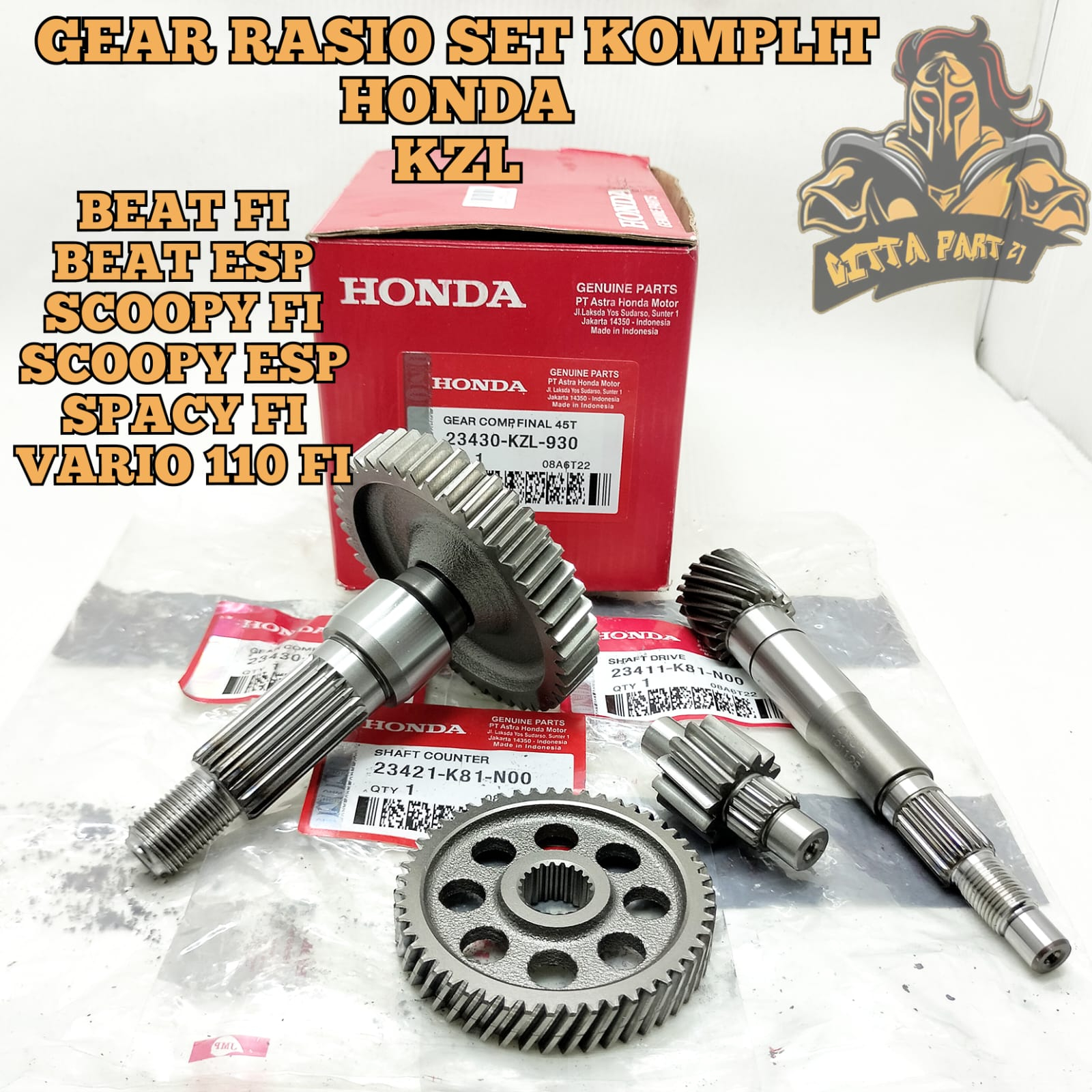Jual GIGI GEAR RASIO SET KOMPLIT 4 MACAM ASLI ORIGINAL HONDA KUALITAS ...