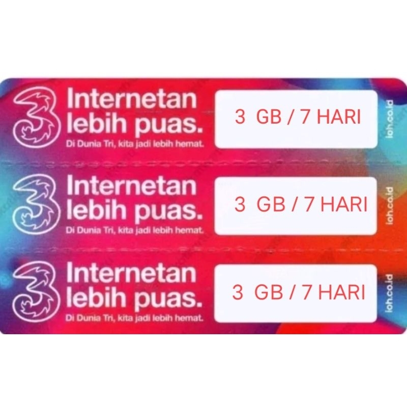 Jual VOUCHER DATA TRI MINI 2 (3GB/7HARI) | Shopee Indonesia