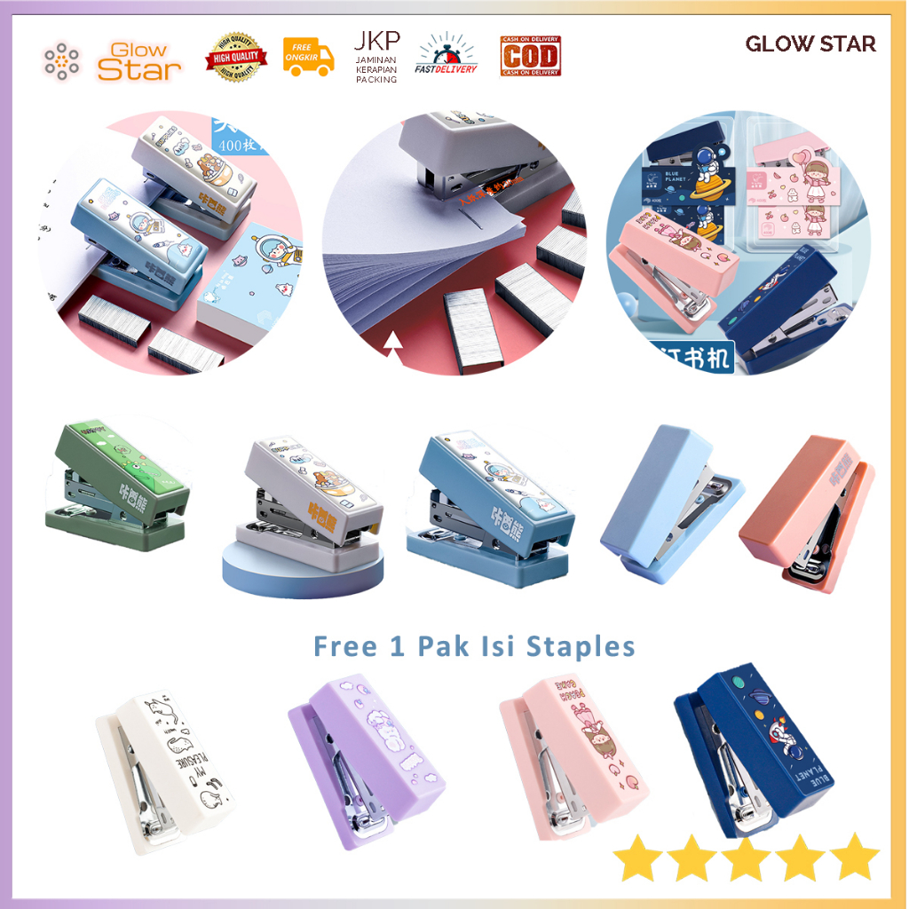 Jual STP Staples Set mini kecil Staples lucu kantor penjepret kertas A4 ...