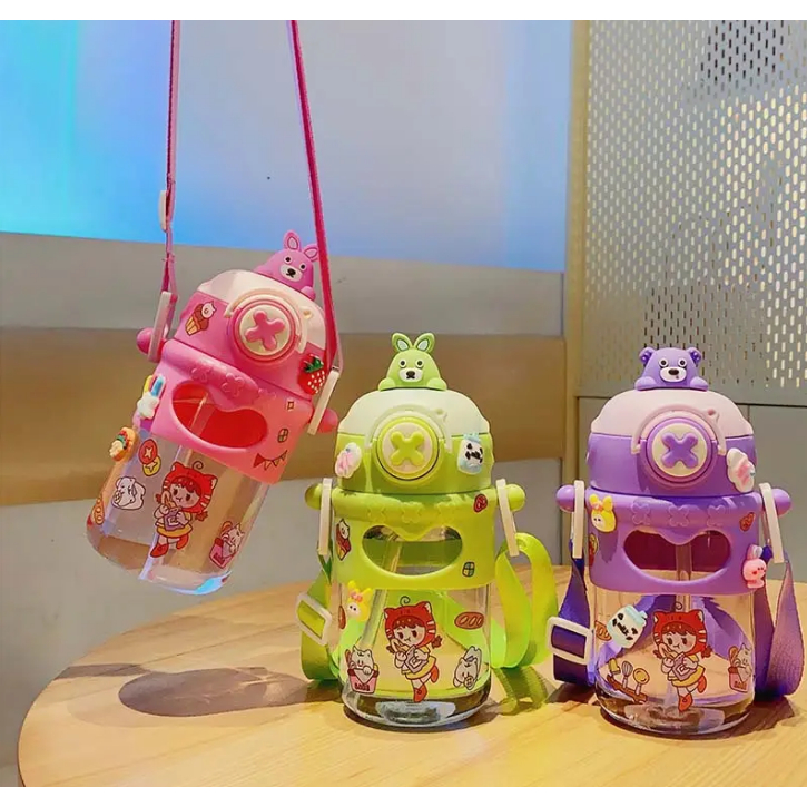 Jual Botol Minum Anak Karakter Free Sedotan + Tali 742 Ukuran 600ml / Botol Minum Anak Lucu ...