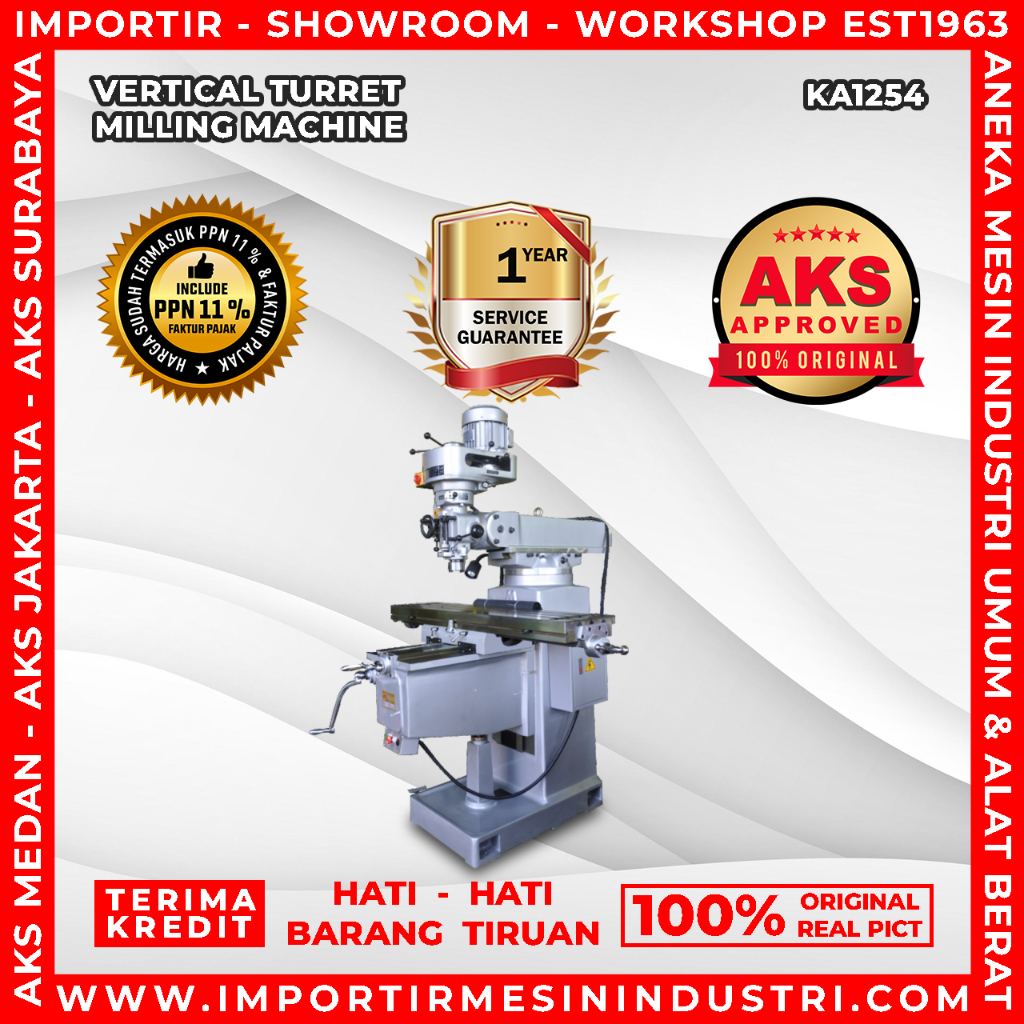 Jual Mesin Milling Vertical Turret Milling Machine 3Hp Importir - KA1254 | Shopee Indonesia