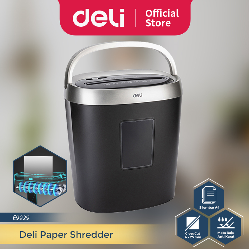 Jual Deli Paper Shredder Mesin Penghancur Kertas A4 Kapasitas 5 Lembar Uk 17 Liter Dengan ...