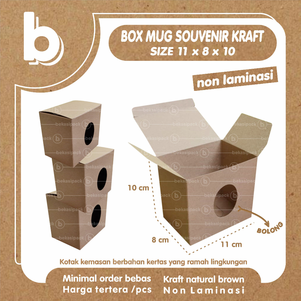 Jual Box Mug Souvenir Kraft Natural 11x8x10 I BMSKN00416 | Shopee Indonesia