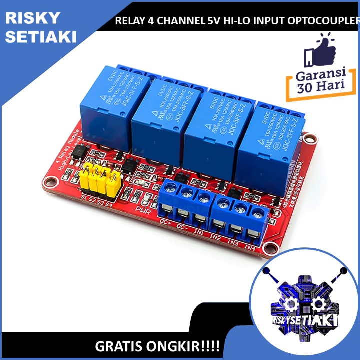 Jual MODUL RELAY 4 CHANNEL 5V HI-LO INPUT OPTOCOUPLER | Shopee Indonesia