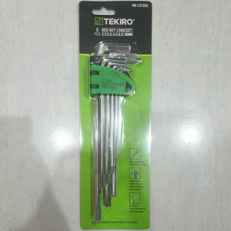 Jual TEKIRO KUNCI L PANJANG 8PCS 2,2.5 ,3,4,5,6,8,10mm/ Tekiro hex key ...