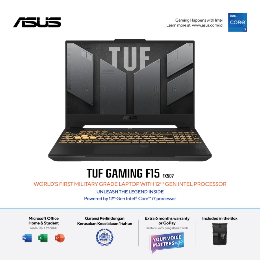 Jual ASUS TUF GAMING F15 FX507ZU4 i7-12700H 16GB 512GB RTX4050 6GB OHS W11 | Shopee Indonesia