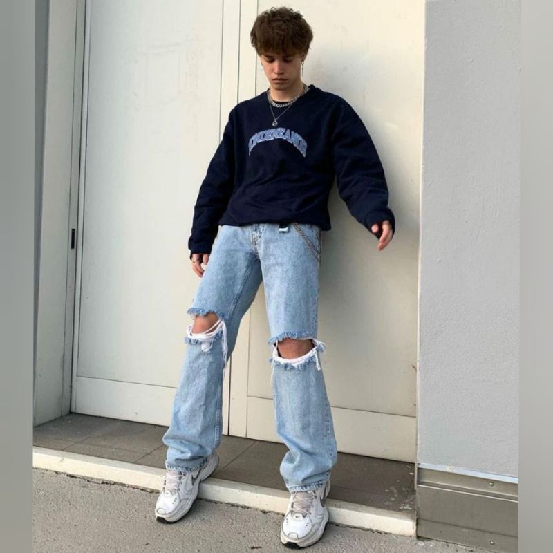 Jual CELANA SOBEK PRIA RIPPED JEANS ROBEK STANDAR REGULER BASIC JINS ...