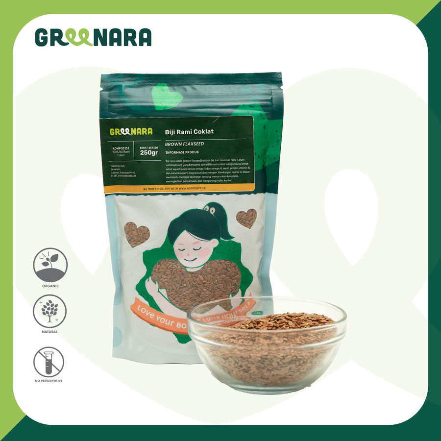Jual Greenara - Biji Rami Coklat 250gr / Natural Brown Flaxseed ...
