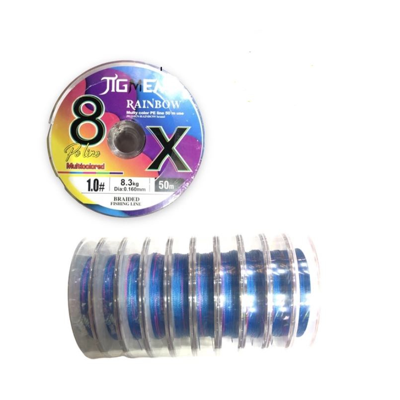 Jual Benang PE / Senar Pancing JIGMEN RAINBOW X8 MULTI 50M CONECTING ...
