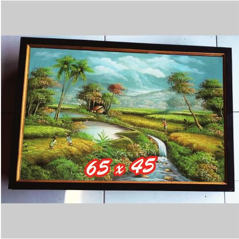 Jual [126] Foto Lukisan Cetak Pemandangan Area Pesawahan dan Pegunungan ...