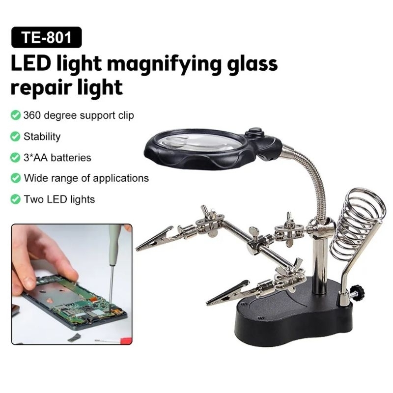 Jual lampu led pegangan solder alat bantu solder helping hand penjepit ...