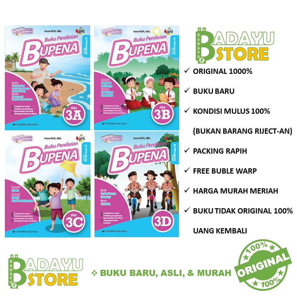 Jual BUKU BUPENA SD KELAS 3 PENERBIT ERLANGGA 3A 3B 3C 3D MURAH ...
