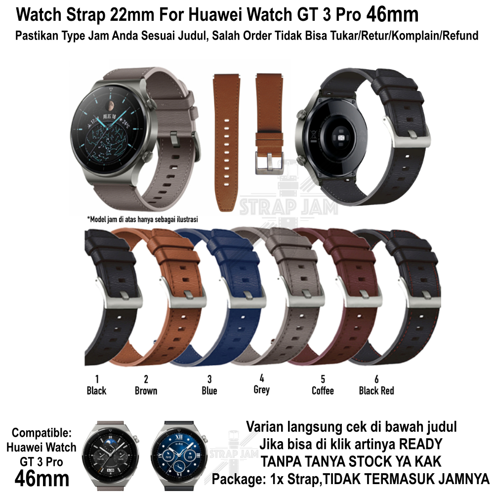 Jual ZGT Tali Jam Huawei Watch GT3 GT 3 Pro 46mm - Strap 22mm Leather ...