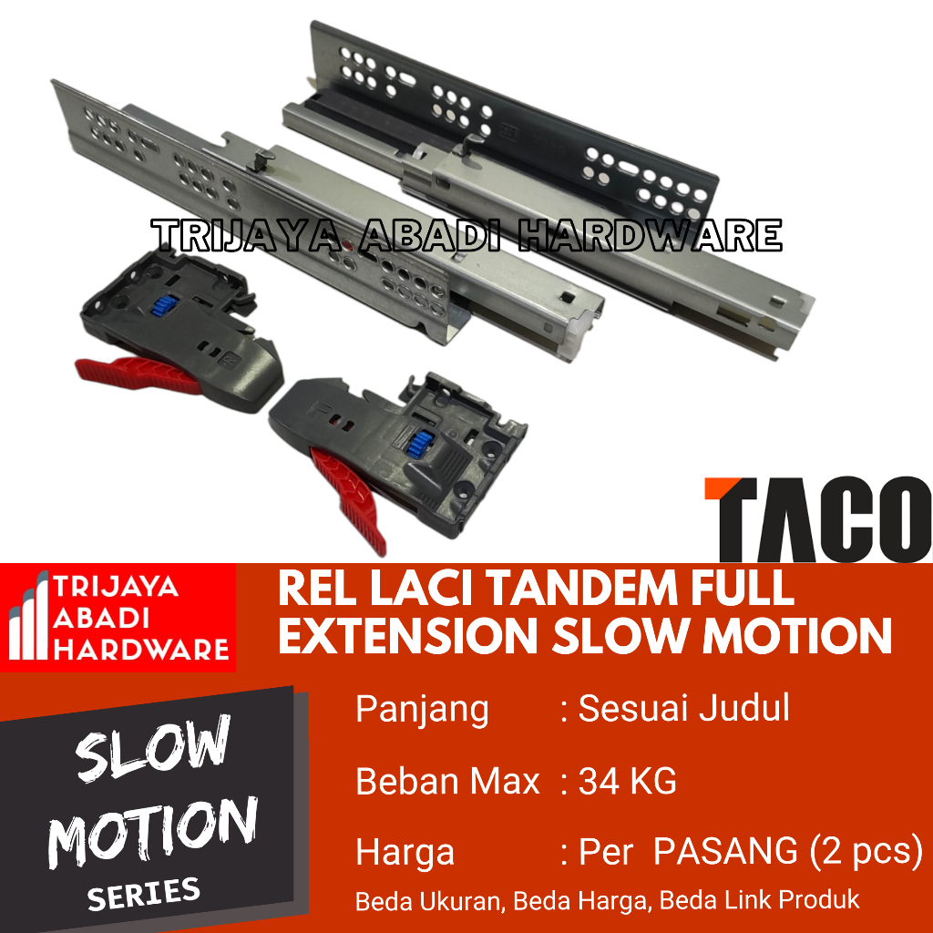 Jual Rel Laci Tandem 45 cm Soft Closing Full Extension Slow Motion 450 ...
