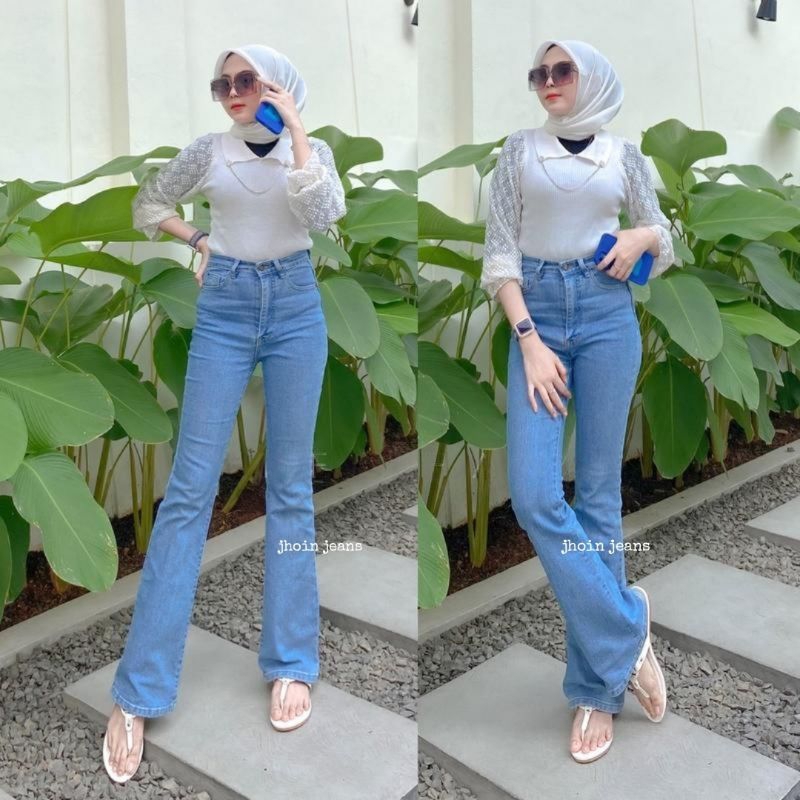 Jual HW Cutbray Jeans Wanita - Celana Cutbray Strecht Kekinian - Cutbray Flared- Streetch ...