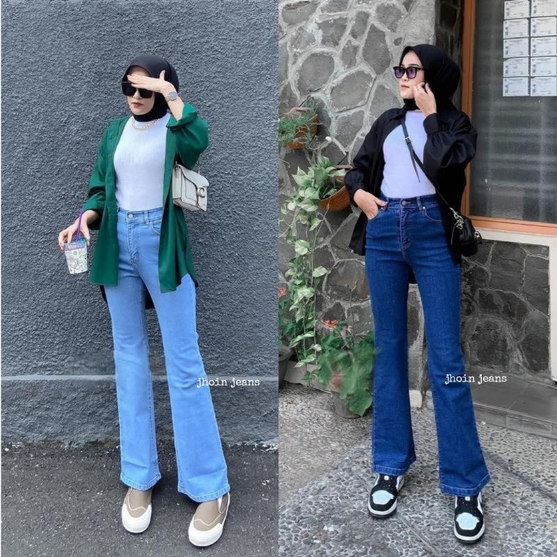 Jual Highwaist Cutbray Jeans Wanita Kekinian 2023 | Shopee Indonesia