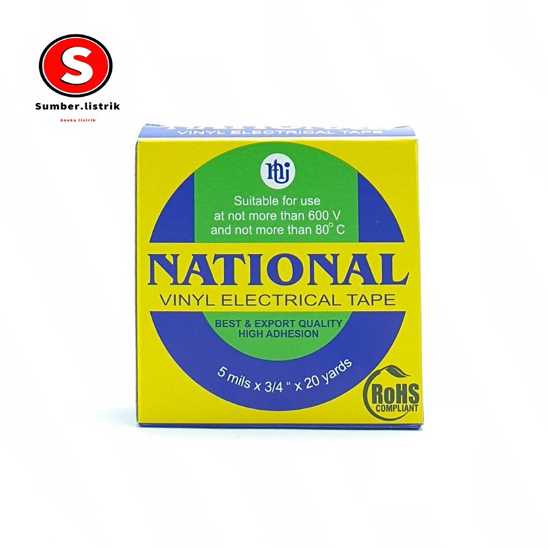 Jual NATIONAL ISOLASI LISTRIK PVC HITAM ELECTRICAL TAPE 3/4" × 20 yard ...